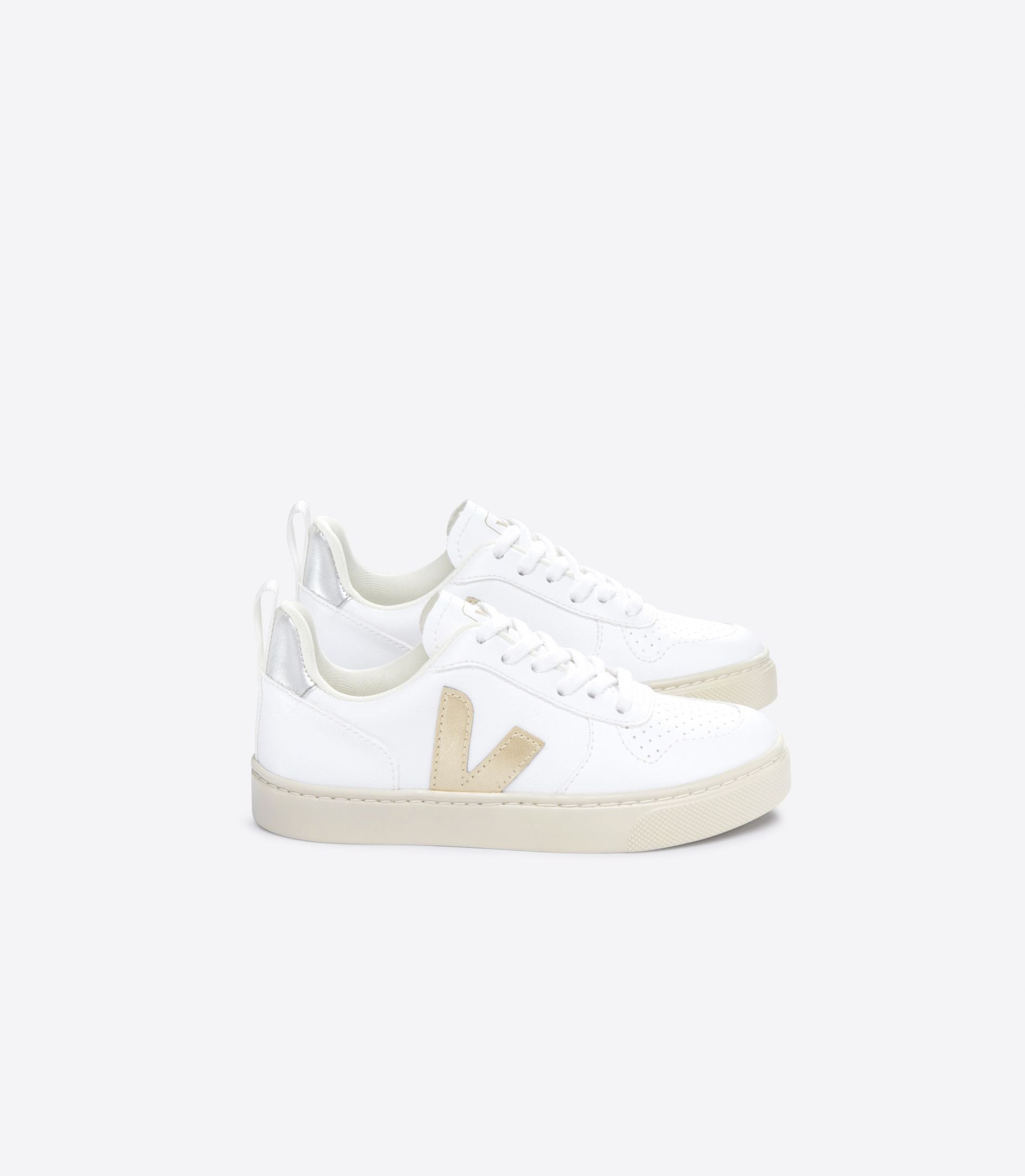 Veja V-10 Laces CWL White Platine Silver | Marigold Modern Kids