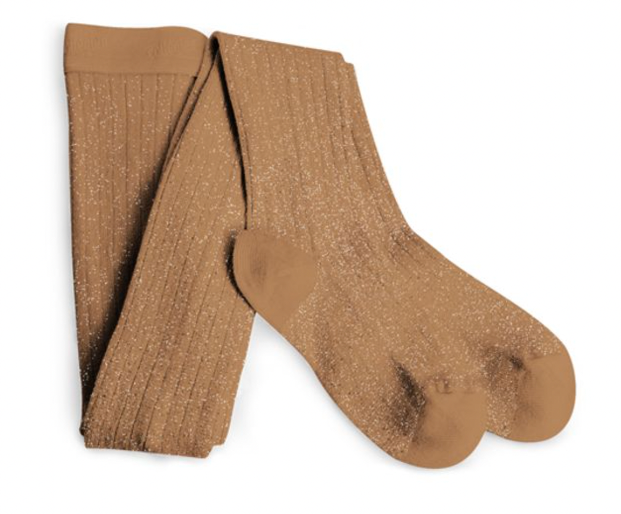Amelie Glitter Ribbed Tights | Salted Caramel | Marigold Modern Kids