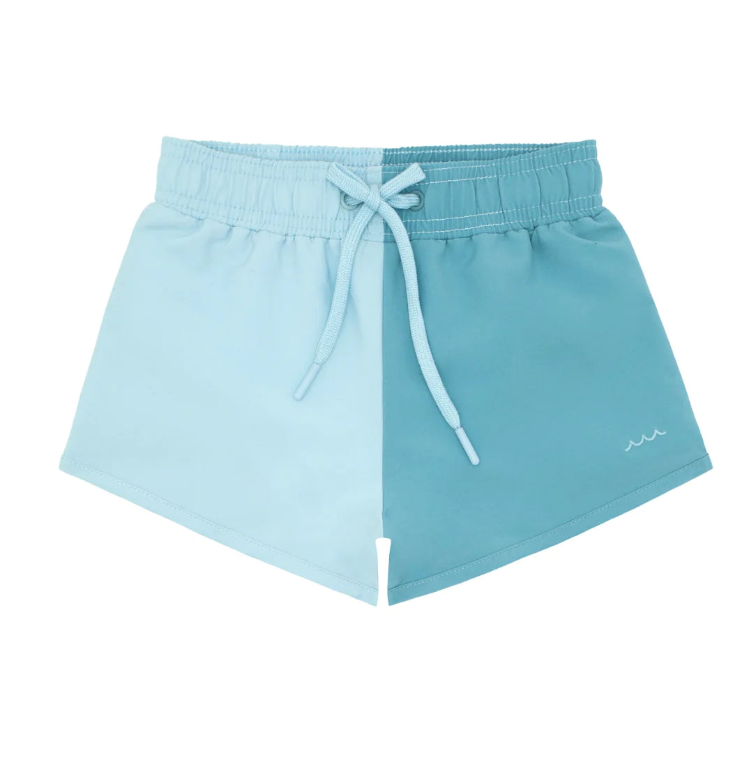 Minnow Pacific Blue Colorblock Boardie | Marigold Modern Kids